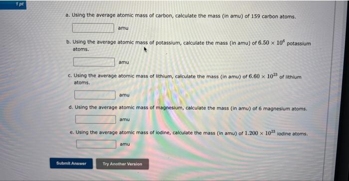 Solved a. Using the average atomic mass of carbon, calculate | Chegg.com
