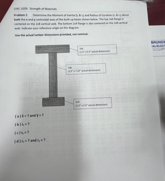 Solved STRC-1039: Strength of Materials Problem 2 Determine | Chegg.com