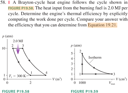 A Brayton-cycle heat engine follows the cycle shown | Chegg.com