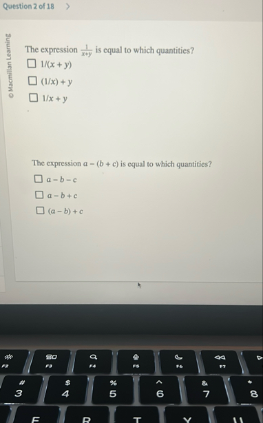 Solved Question 2 ﻿of 18The expression 1x y ﻿is equal to | Chegg.com