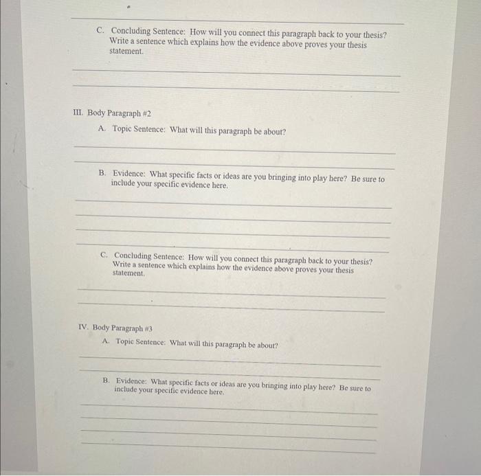 Thesis Statement: What is the main idea of your | Chegg.com