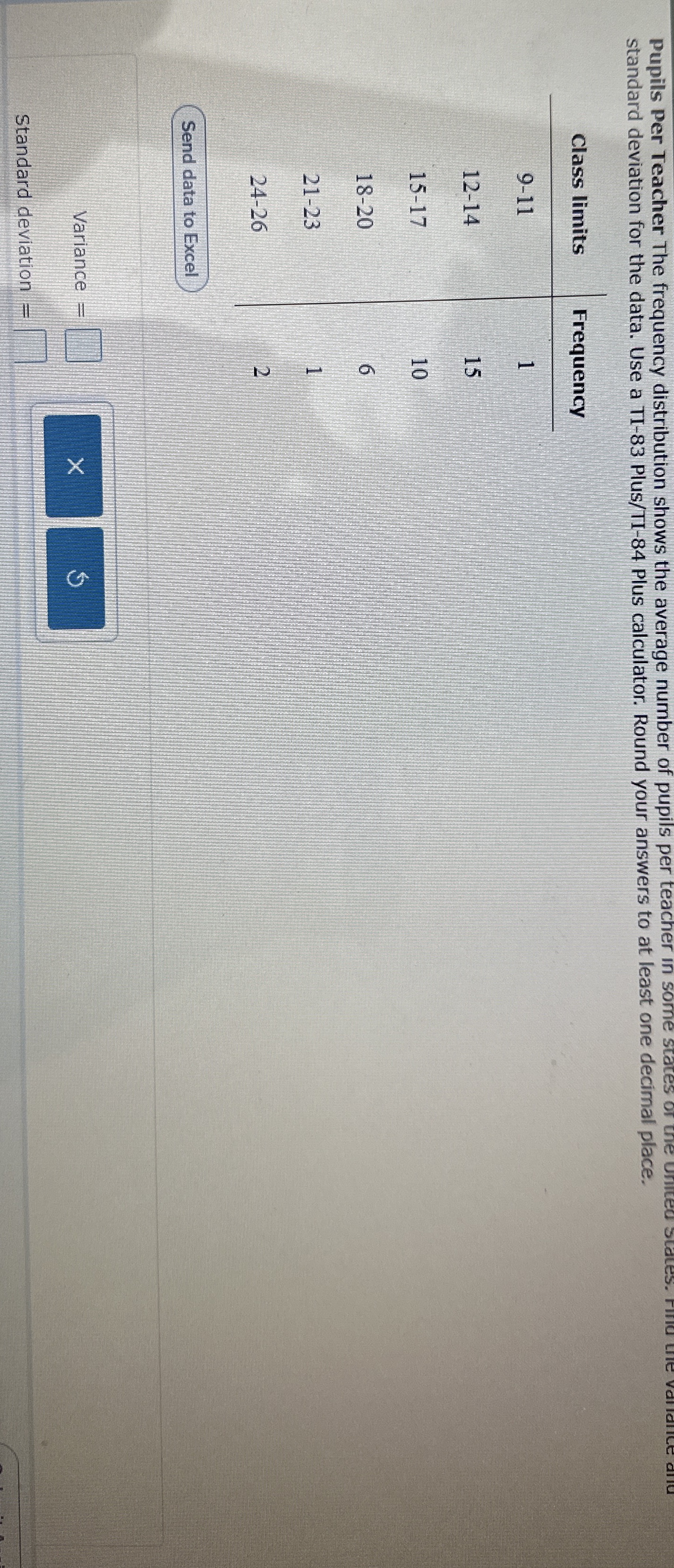 Solved standard deviation for the data. Use a TI-83 | Chegg.com