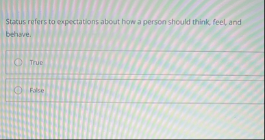 Solved Status refers to expectations about how a person | Chegg.com