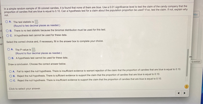 Solved In a simple random sample of 39 colored candies, it | Chegg.com