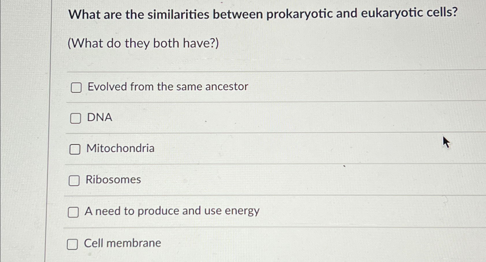 Solved What are the similarities between prokaryotic and | Chegg.com