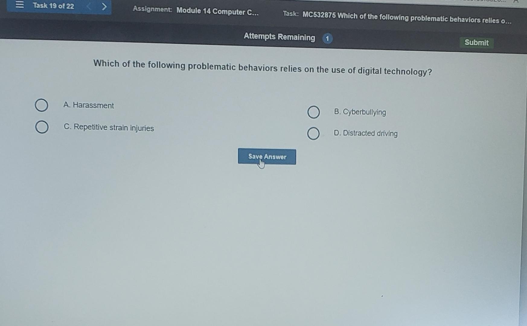 Solved Task 19 ﻿of 22Assignment: Module 14 ﻿Computer | Chegg.com