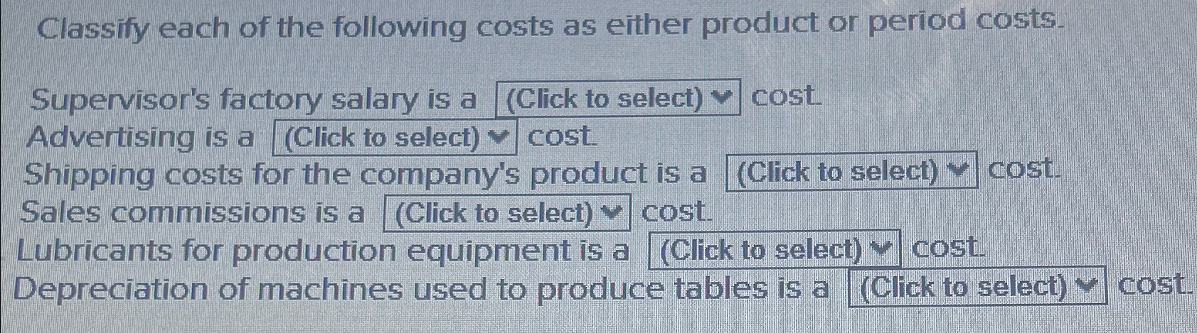 Solved Classify each of the following costs as either | Chegg.com