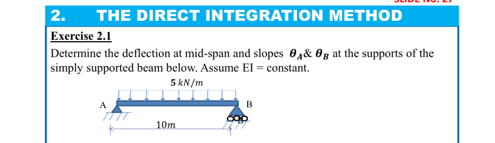 Solved 2. THE DIRECT INTEGRATION METHOD Exercise 2.1 | Chegg.com