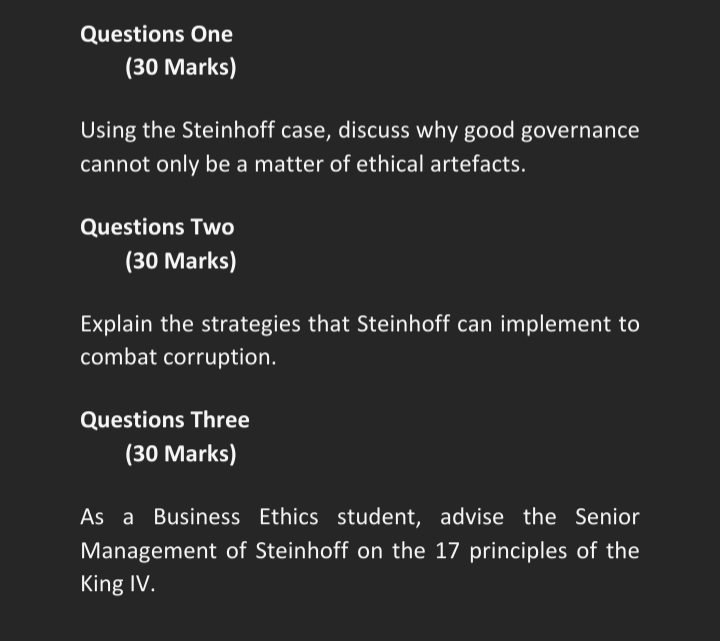 Solved Questions One( 30 ﻿Marks)Using the case study, | Chegg.com