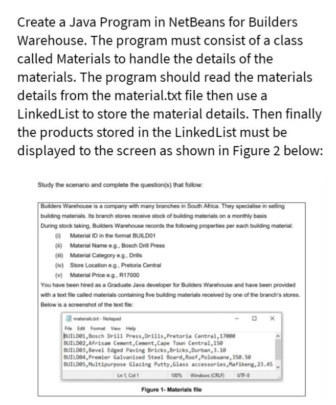 Solved Create a Java Program in NetBeans for Builders | Chegg.com