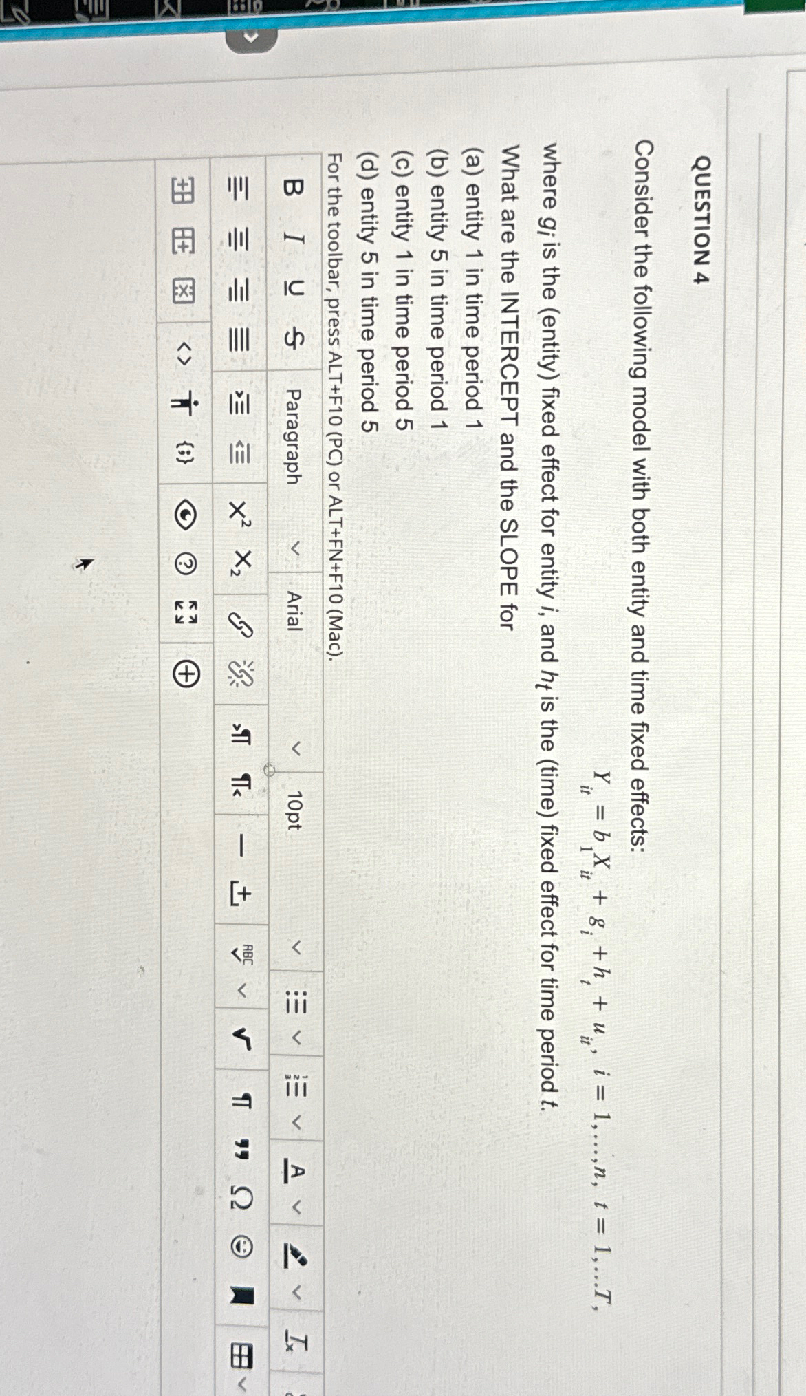 Solved QUESTION 4Consider the following model with both | Chegg.com