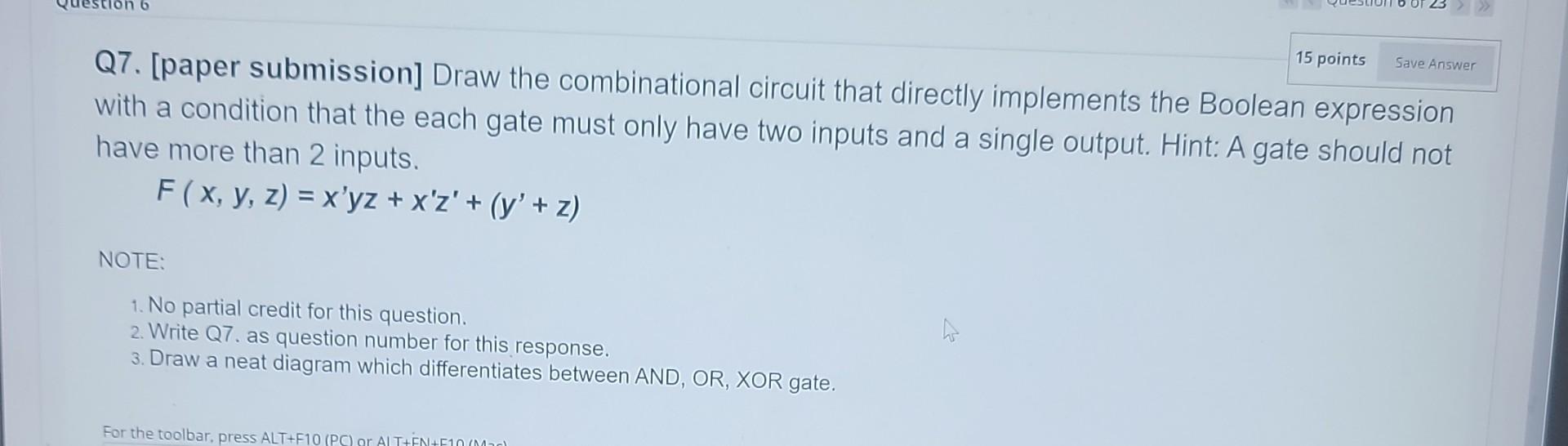Solved 15 points Save Answer Q7. [paper submission] Draw the | Chegg.com