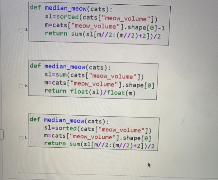 Solved Given the cats data frame import pandas as pd tobey) | Chegg.com