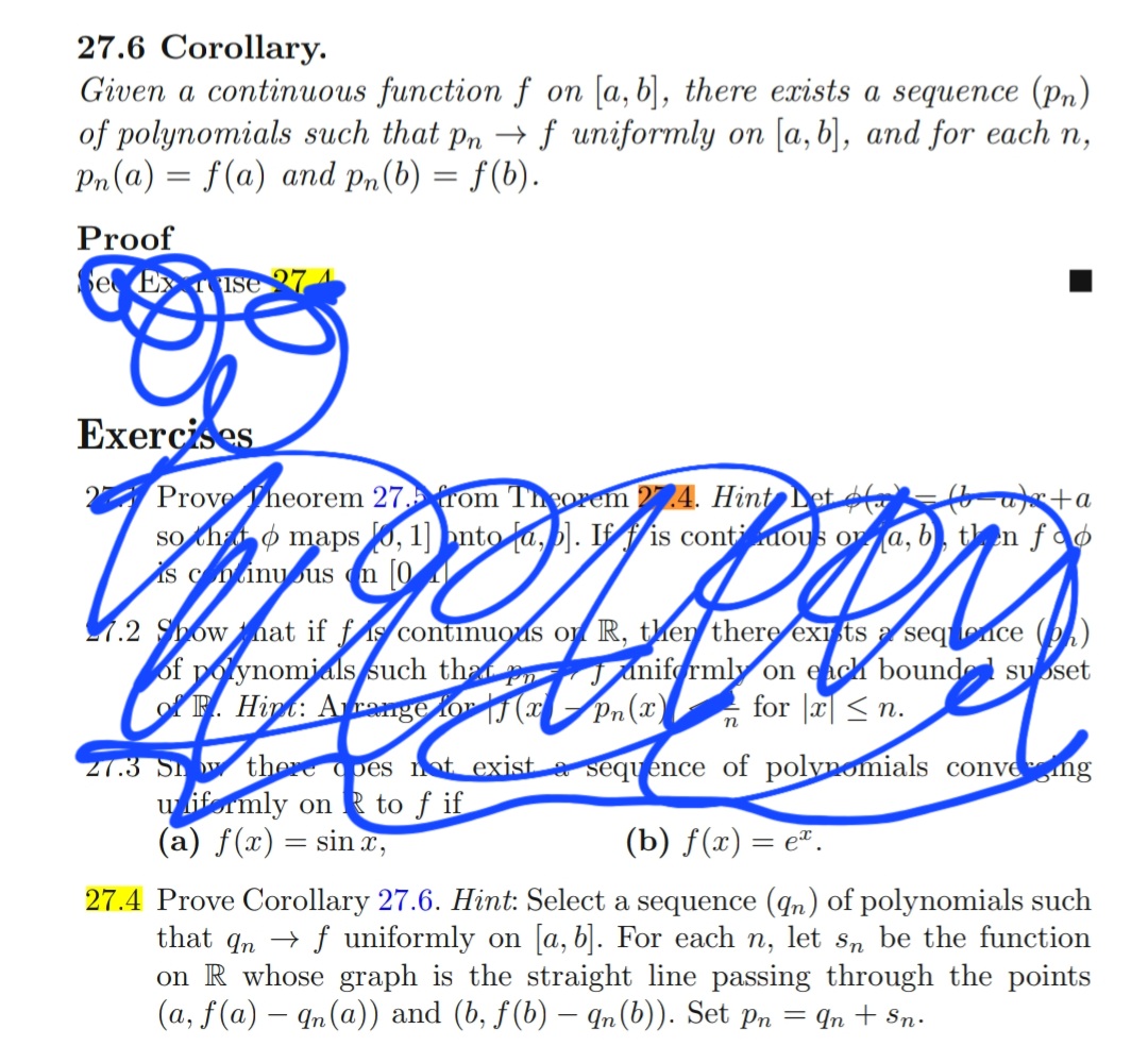 Solved 27.6 ﻿Corollary.Given a continuous function f ﻿on | Chegg.com