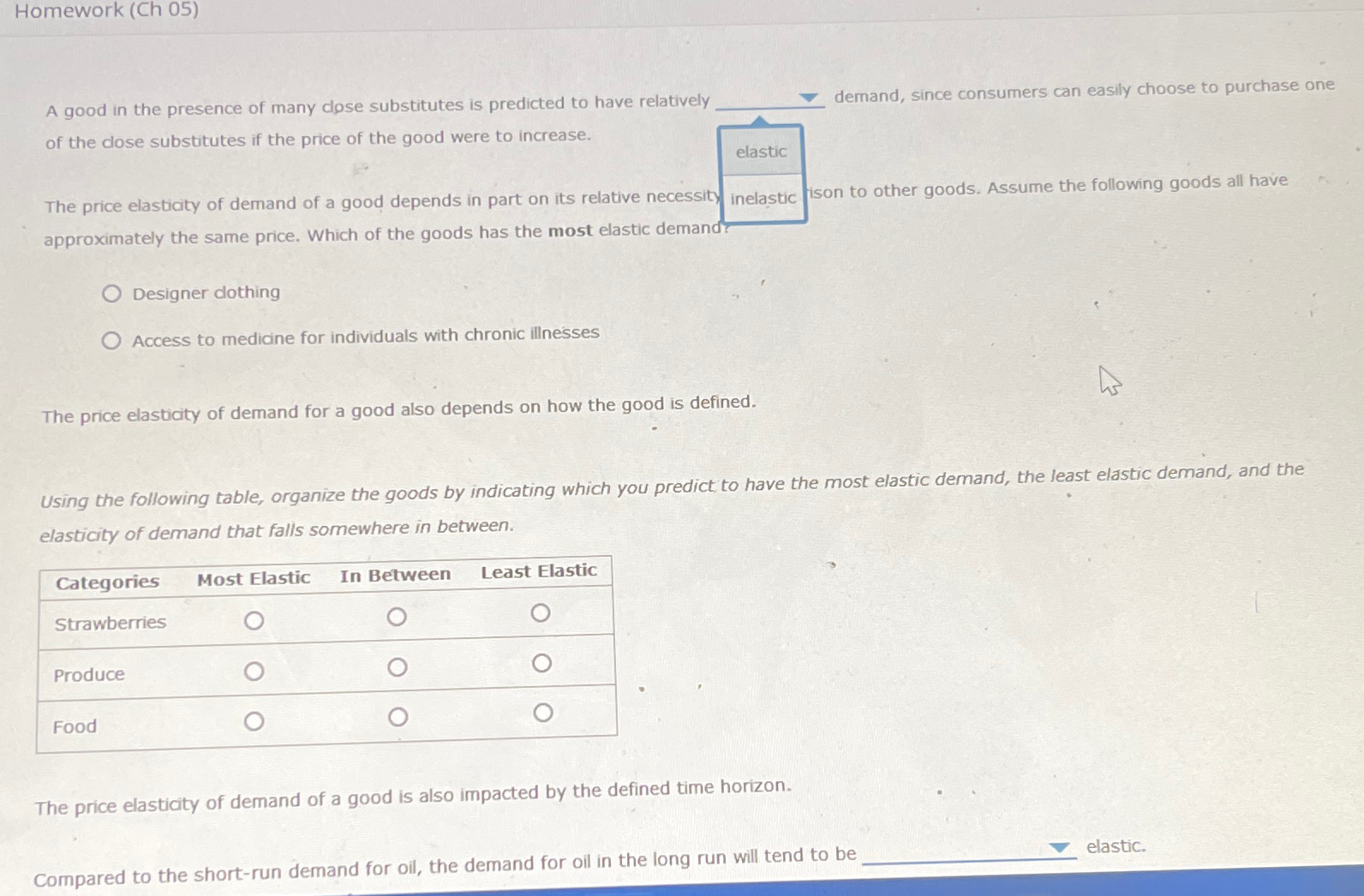 Solved Homework (Ch 05)A good in the presence of many close | Chegg.com Solved Homework (Ch 05)A good in the presence of many close | Chegg.com