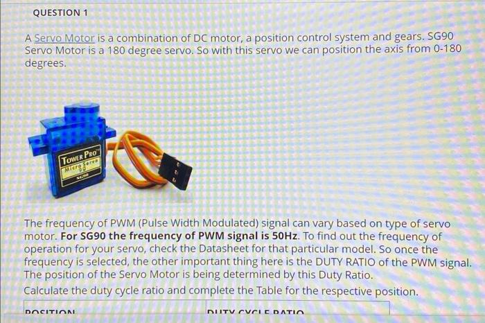 Solved A Servo Motor is a combination of DC motor, a | Chegg.com