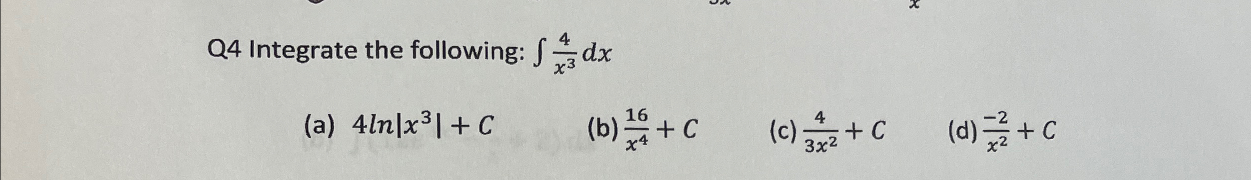 Solved Q4 ﻿Integrate the following: | Chegg.com