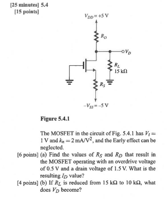 Solved [25 minutes] 5.4 [15 points] Figure 5.4.1 The MOSFET | Chegg.com