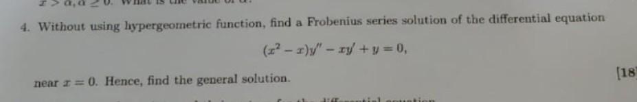 Solved a 4. Without using hypergeometric function, find a | Chegg.com