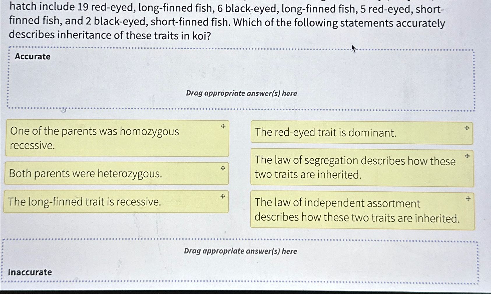 Solved hatch include 19 ﻿red-eyed, long-finned fish, 6 | Chegg.com