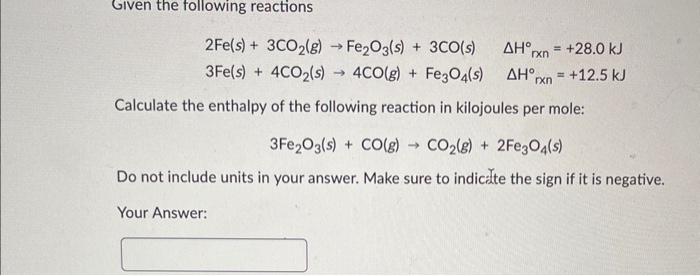 Solved Given the following reactions | Chegg.com