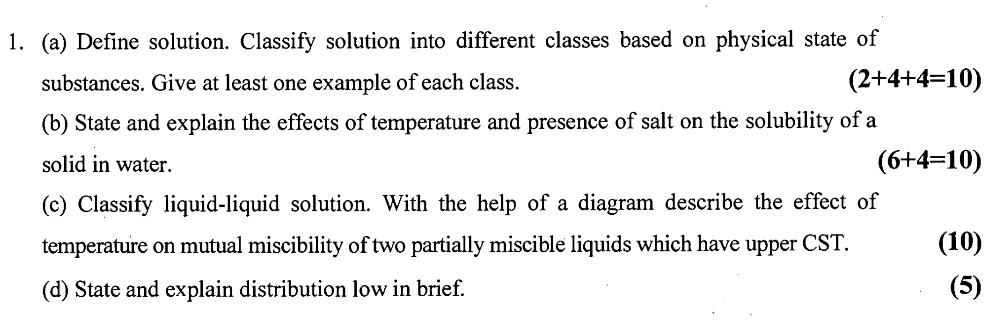 Solved 1. (a) Define solution. Classify solution into | Chegg.com
