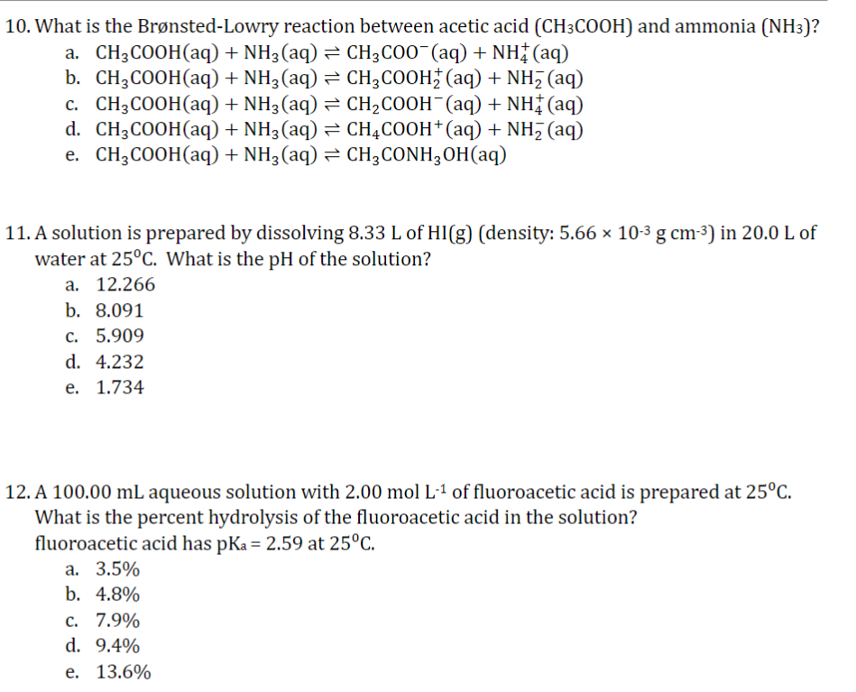Solved What is the Brønsted-Lowry reaction between acetic | Chegg.com