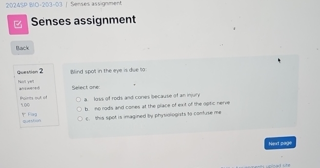 Solved 2024SP BIO-203-03 / ﻿Senses assignment ﻿Senses | Chegg.com