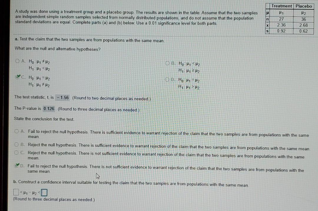 Solved Find B Construct A Confidence Interval Suitable For 7984