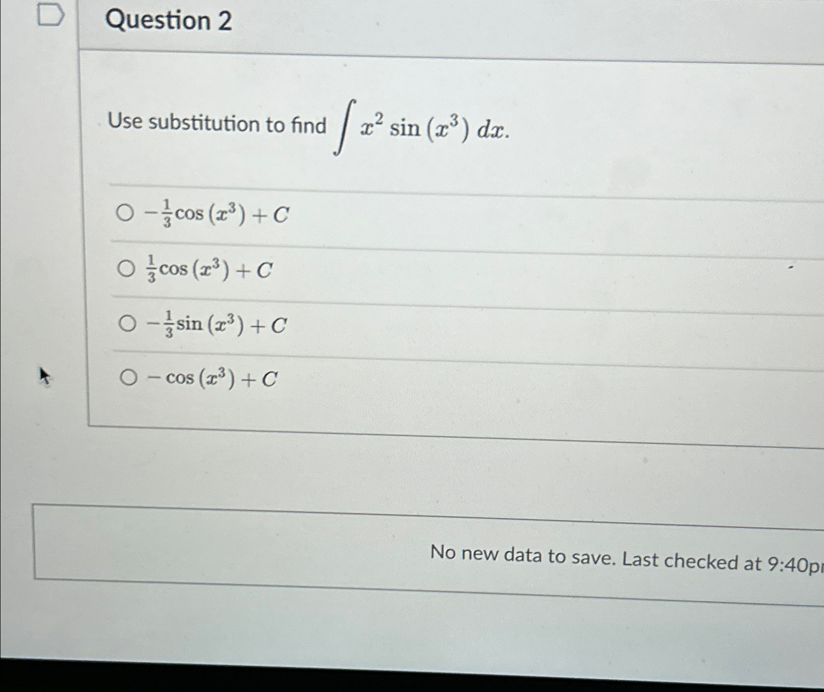 Solved Question 2Use substitution to find | Chegg.com