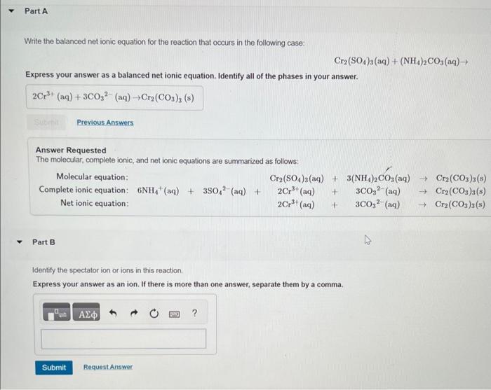 Solved Write the balanced net ionic equation for the | Chegg.com