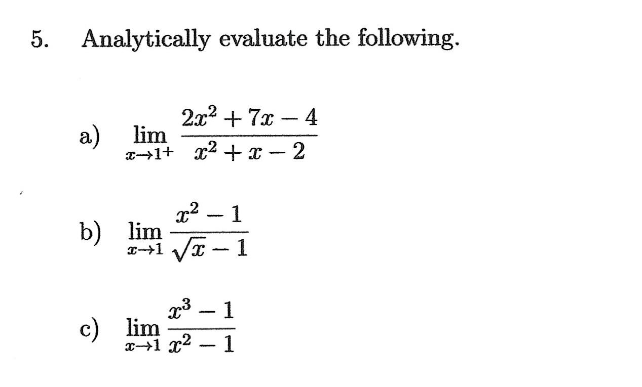 Solved Analytically evaluate the following. a) | Chegg.com