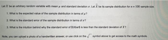 Solved Let X be an arbitrary random variable with mean μ and | Chegg.com