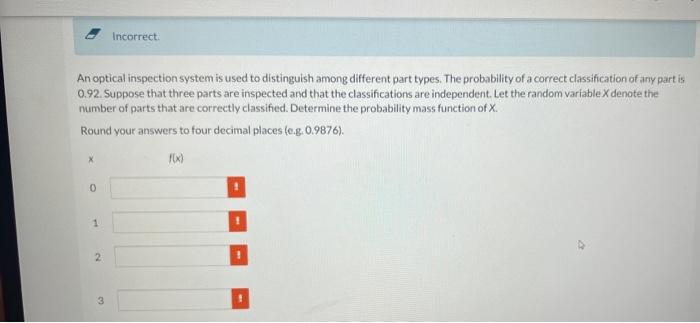 Solved An optical inspection system is used to distinguish | Chegg.com