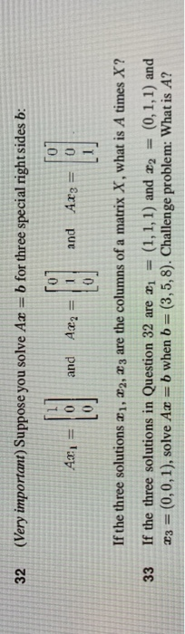 Solved 32 (Very important) Suppose you solve Ax = b for | Chegg.com