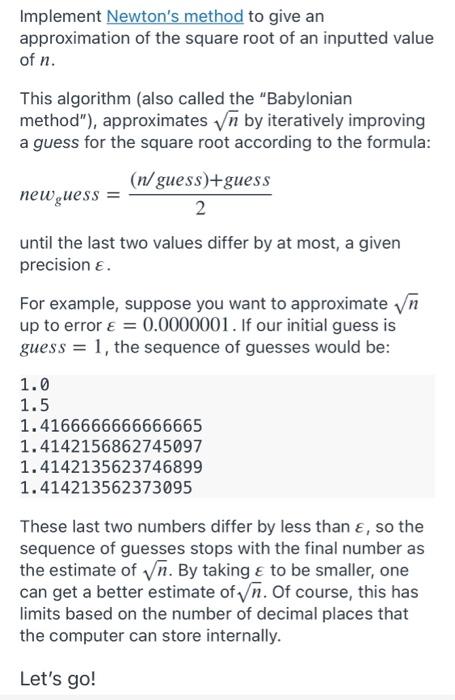 Solved // imports public class Newton { public static void | Chegg.com