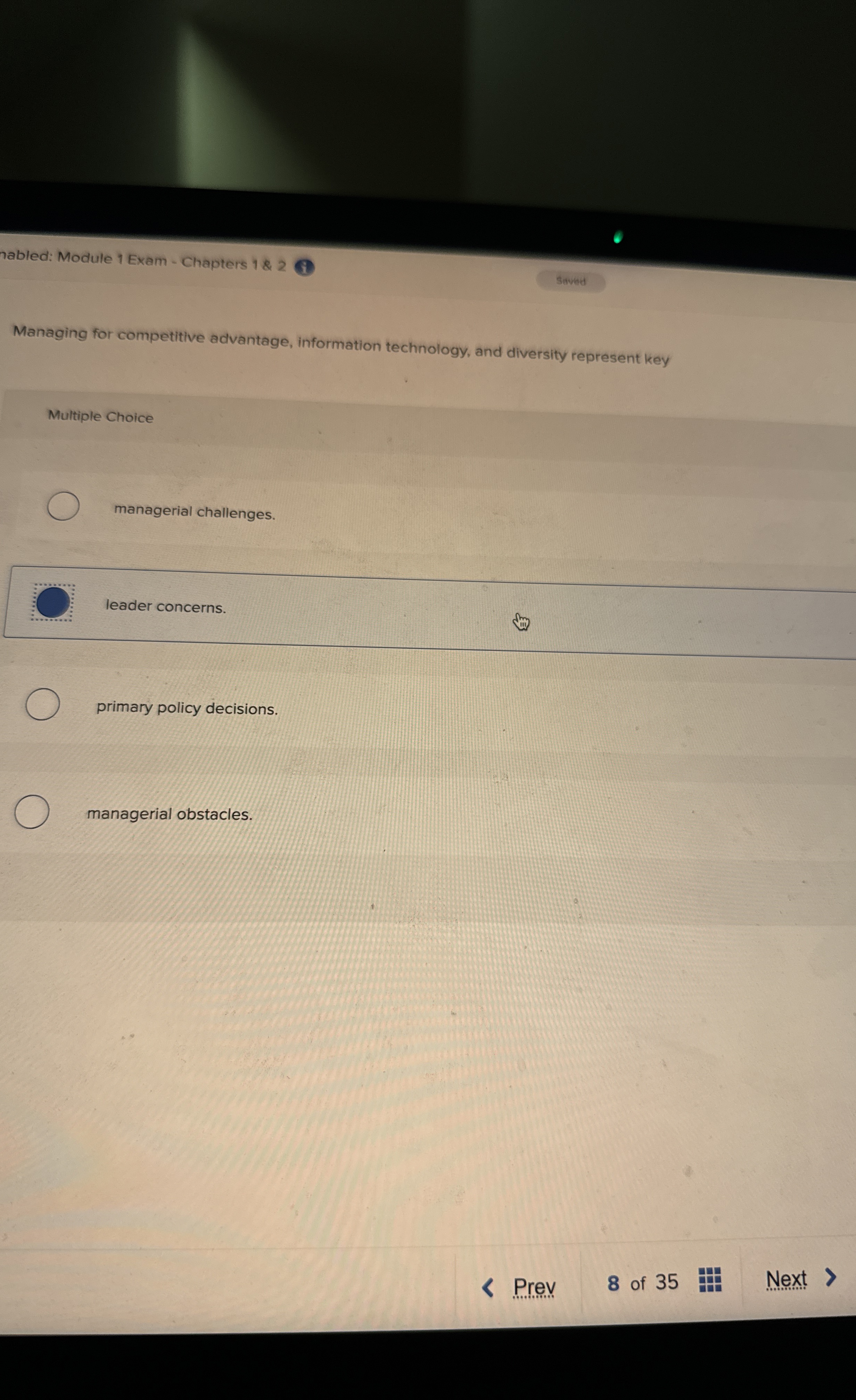 Solved nabled: Module 1 ﻿Exam - ﻿Chapters 1 ﻿& | Chegg.com
