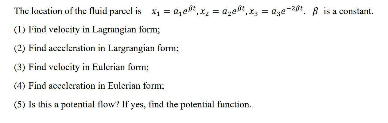 Solved The location of the fluid parcel is | Chegg.com