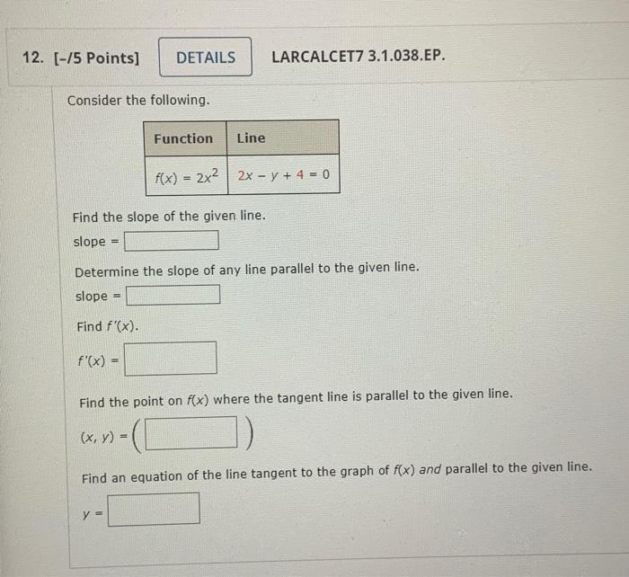 Solved Consider the following. Find the slope of the given | Chegg.com