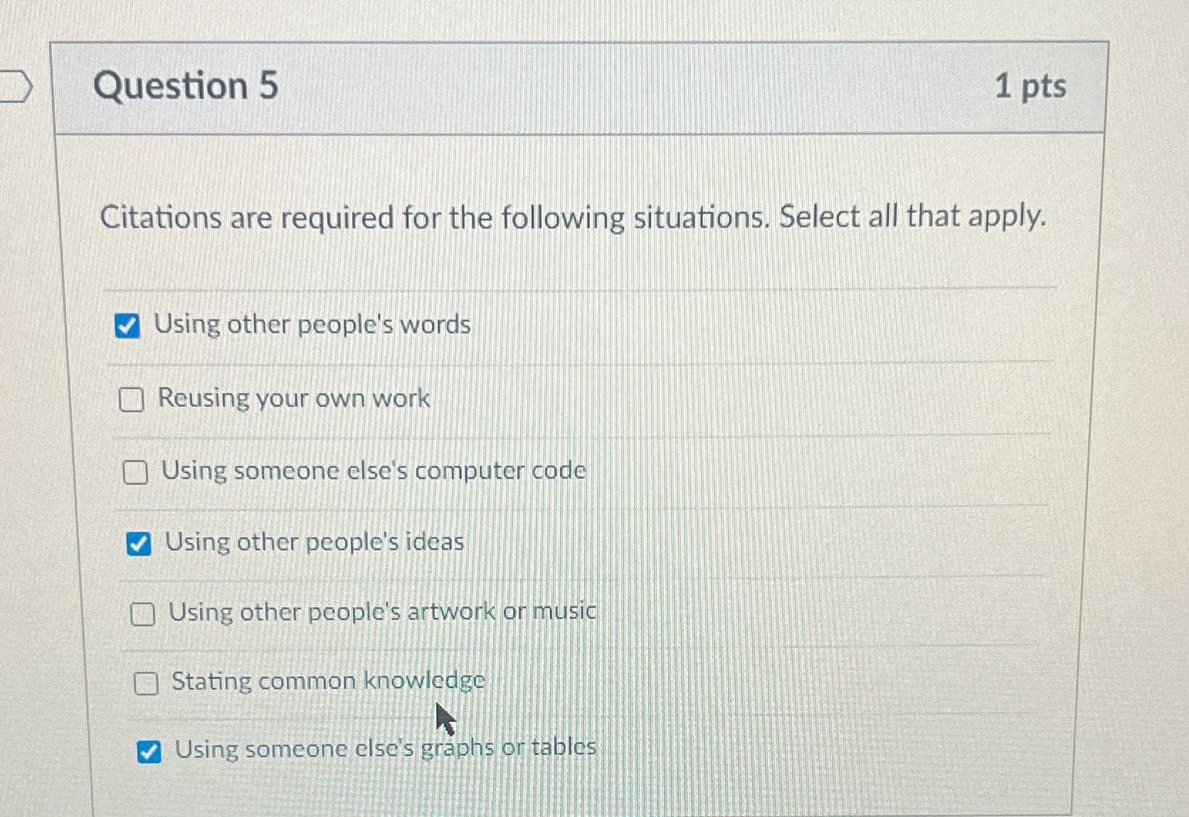 Solved Question 51 ﻿ptsCitations are required for the | Chegg.com