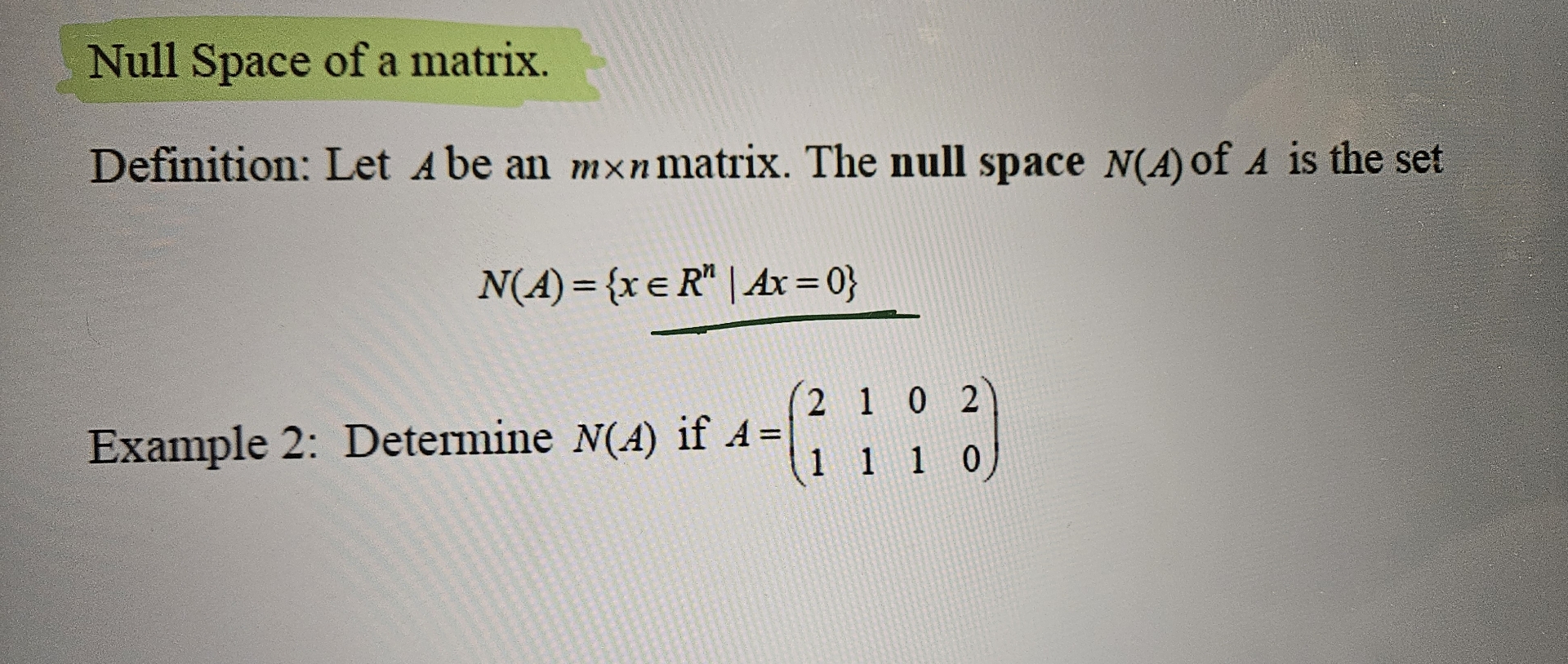Solved Null Space of a matrix.Definition: Let A ﻿be an m×n | Chegg.com