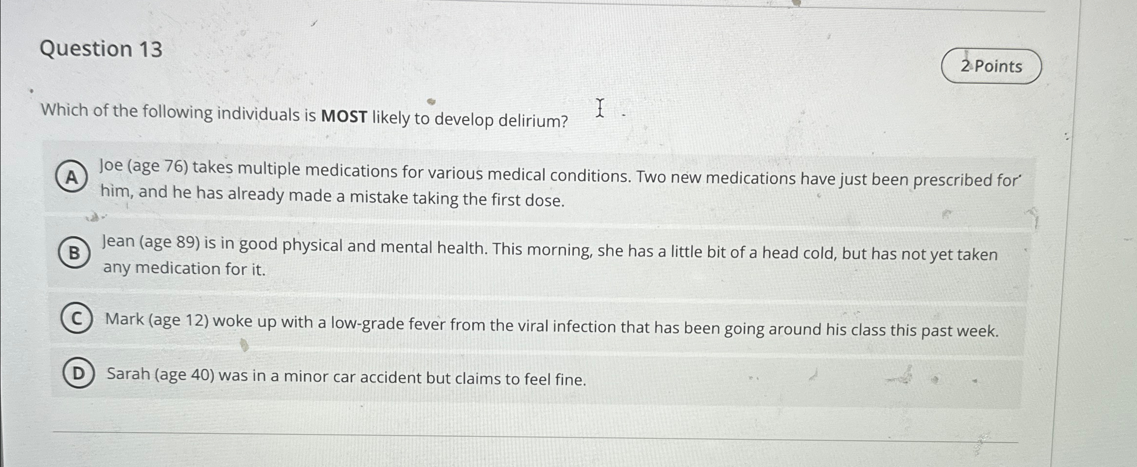 Solved Question 132 ﻿PointsWhich of the following | Chegg.com