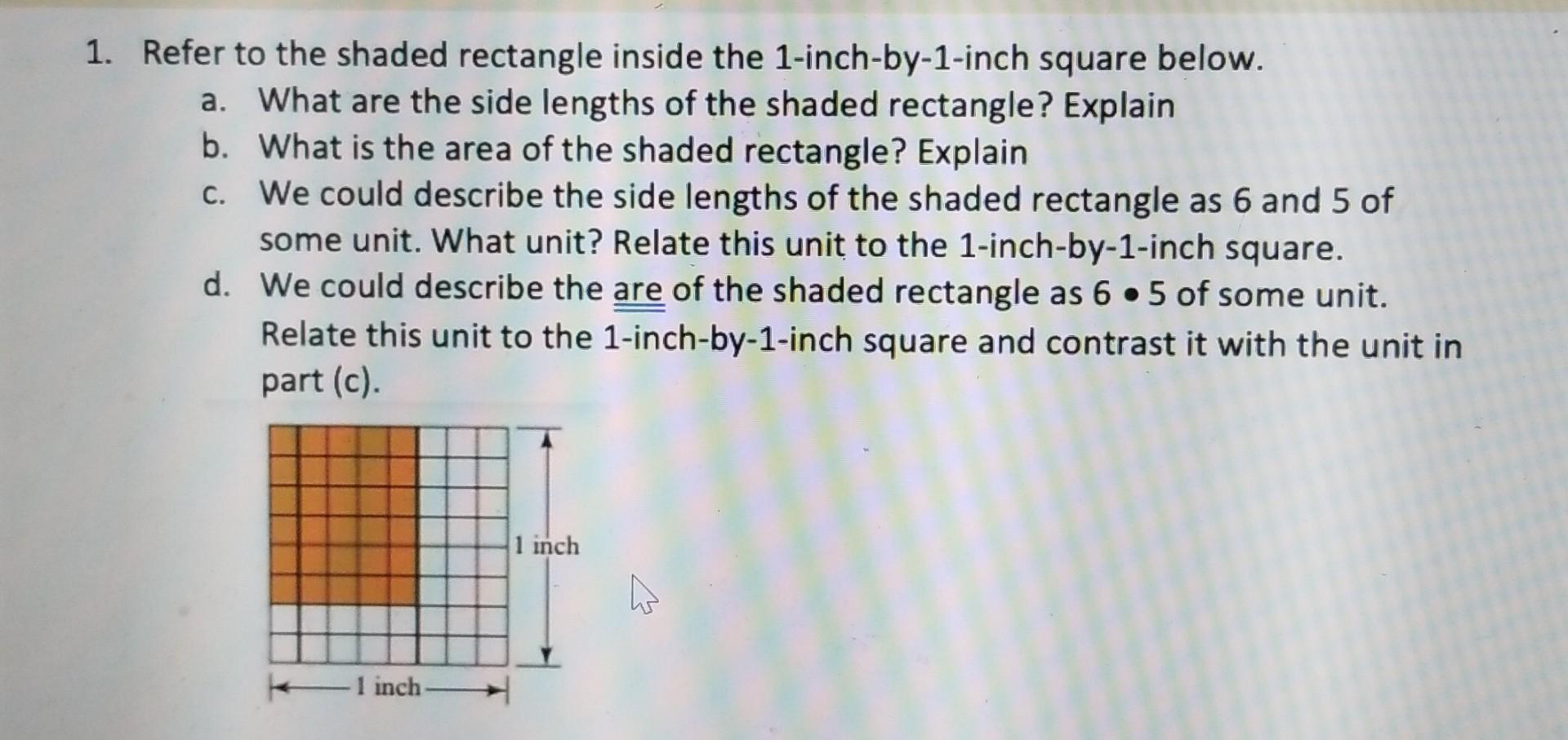 Solved 1. Refer to the shaded rectangle inside the | Chegg.com