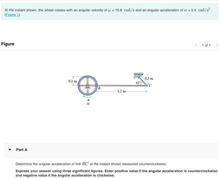 Solved At the instant shown, the wheel rotates with an | Chegg.com