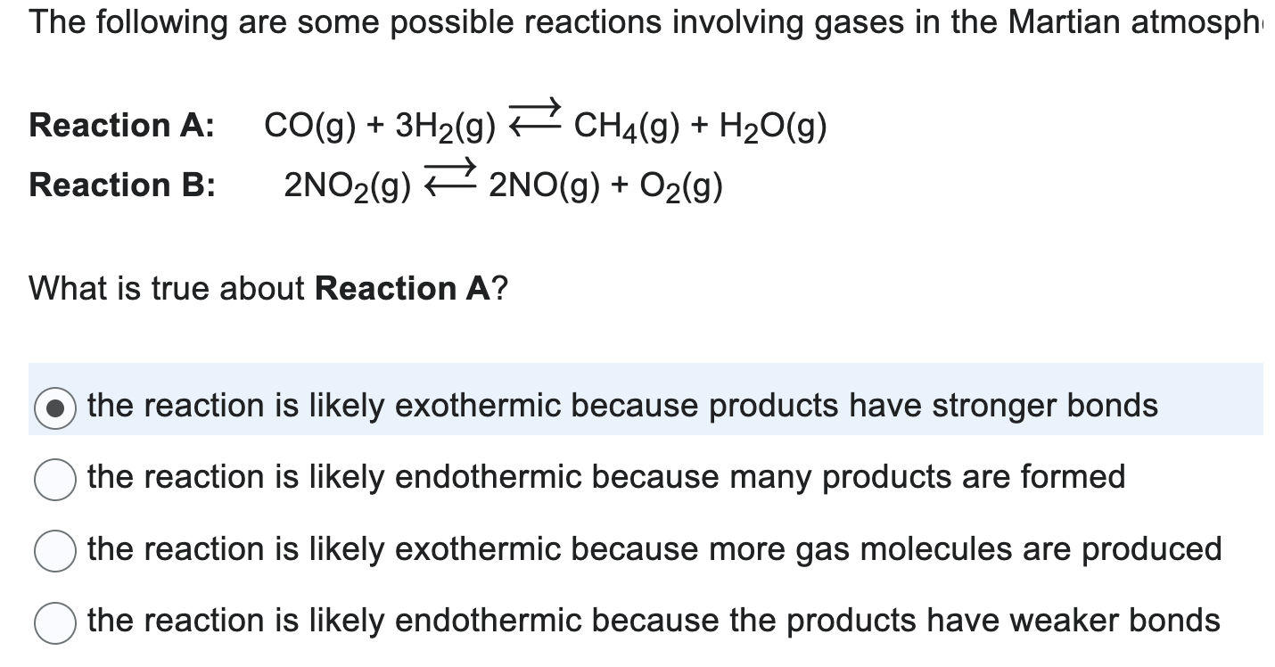 Solved The following are some possible reactions involving | Chegg.com