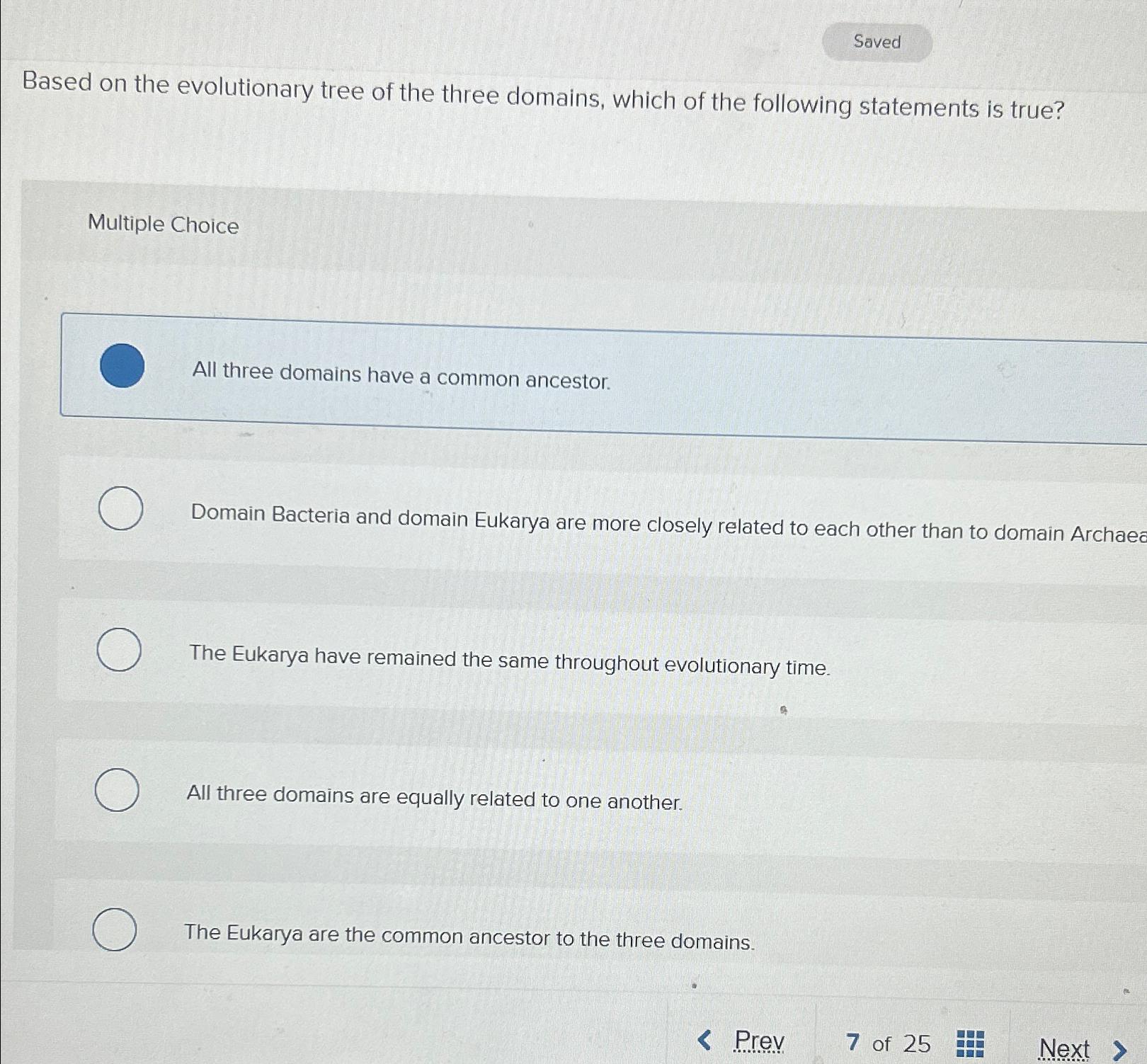 Solved Based on the evolutionary tree of the three domains, | Chegg.com