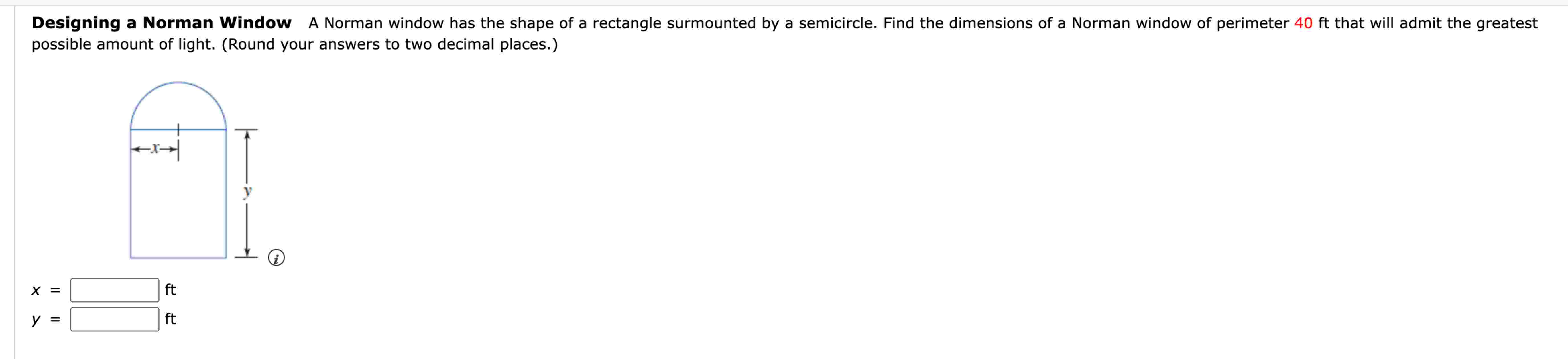 Solved Designing a Norman Window A Norman window has the | Chegg.com