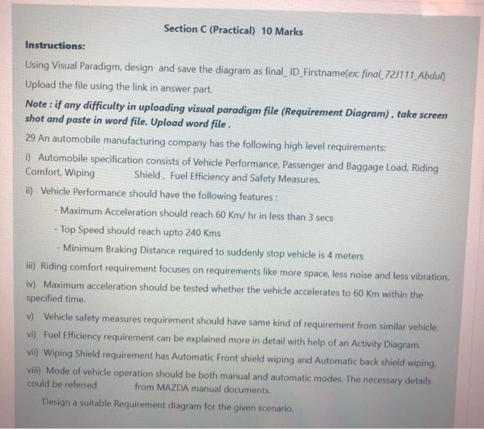 Solved Section C (Practical) 10 Marks Instructions: Using | Chegg.com