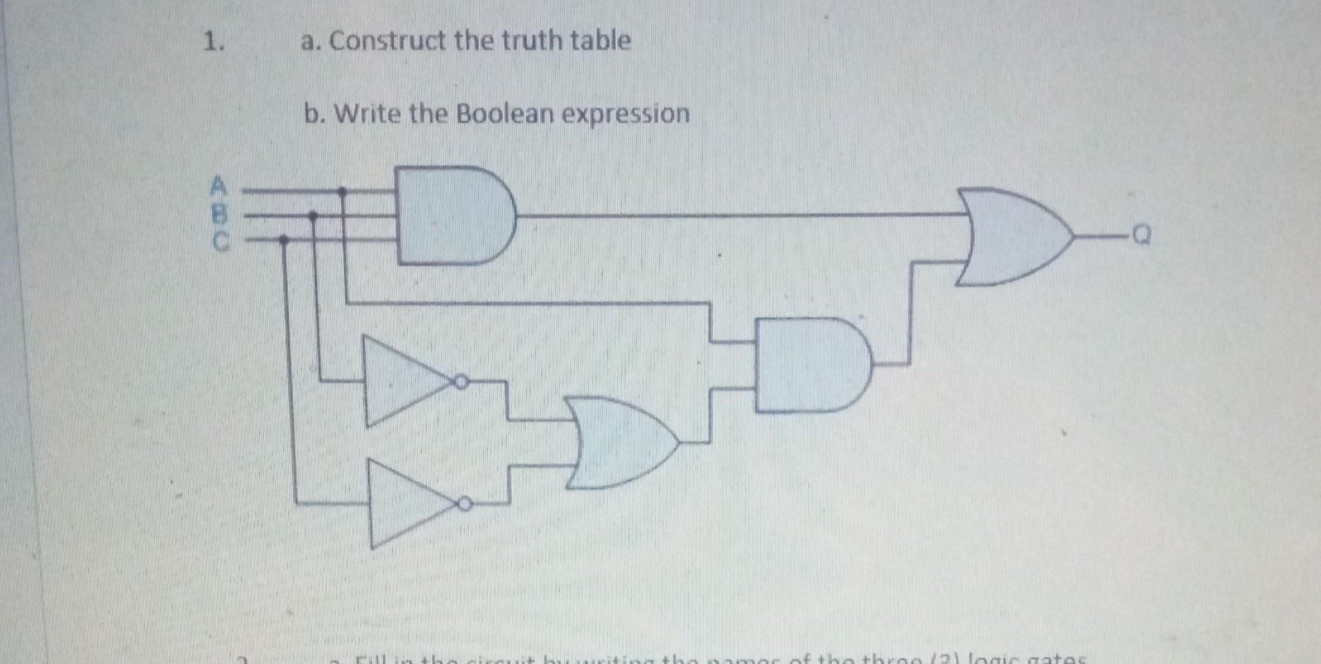 Solved 1. a. Construct the truth table b. Write the Boolean | Chegg.com