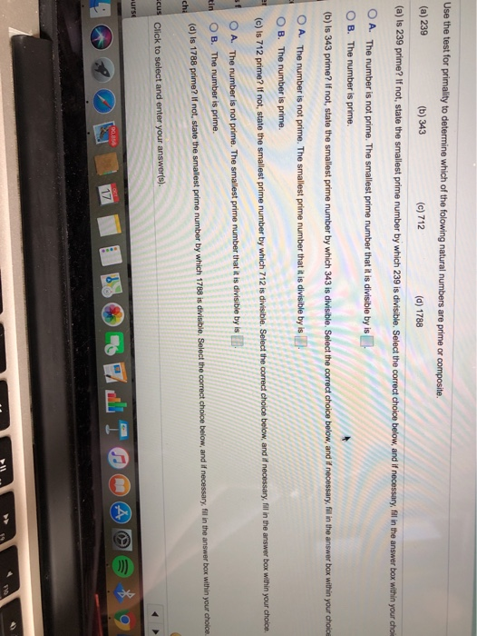 Solved Use the test for primality to determine which of the | Chegg.com
